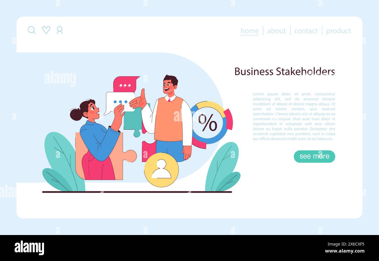 Business stakeholders concept. A dynamic exchange of ideas around key ...