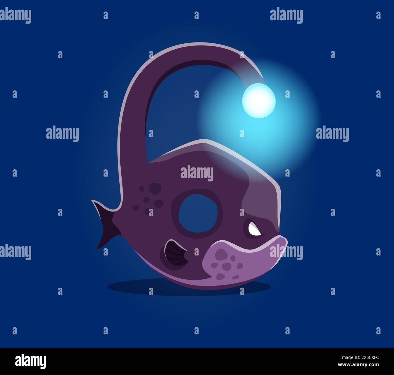 Underwater sea animals in font, undersea type of number 6 anglerfish ...