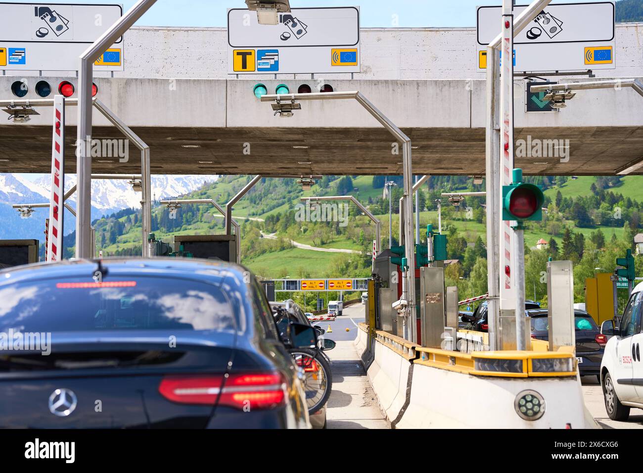Brenner, highway, Italy - 11 May 2024: Traffic jam at the Brenner ...