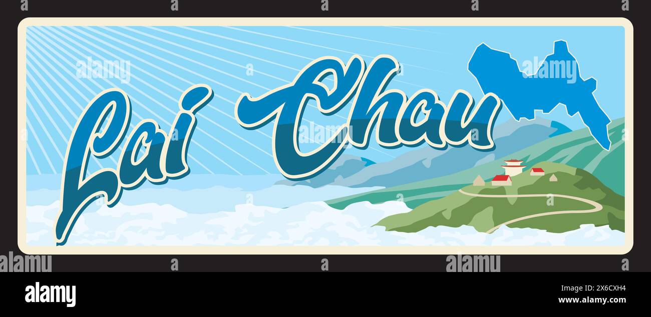 Lai Chau province in Vietnam, Vietnamese territory. Vector travel plate ...