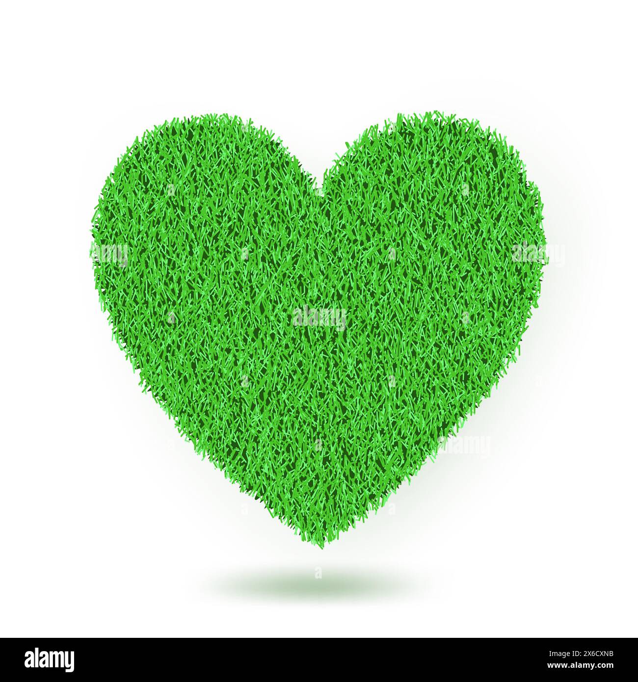 Heart shape with realistic lawn grass texture, isolated on white ...