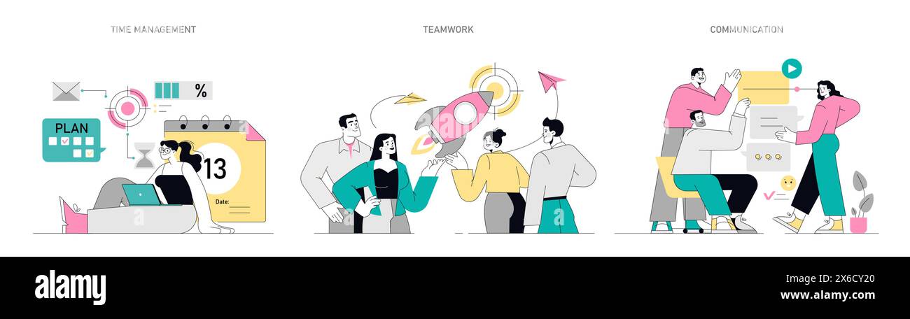 Soft Skills set. Time management, teamwork, and communication in the ...