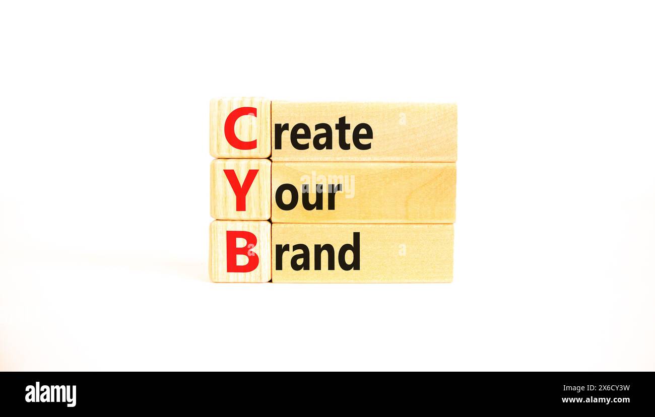 CYB Create your brand symbol. Concept words CYB Create your brand on beautiful wooden blocks ...