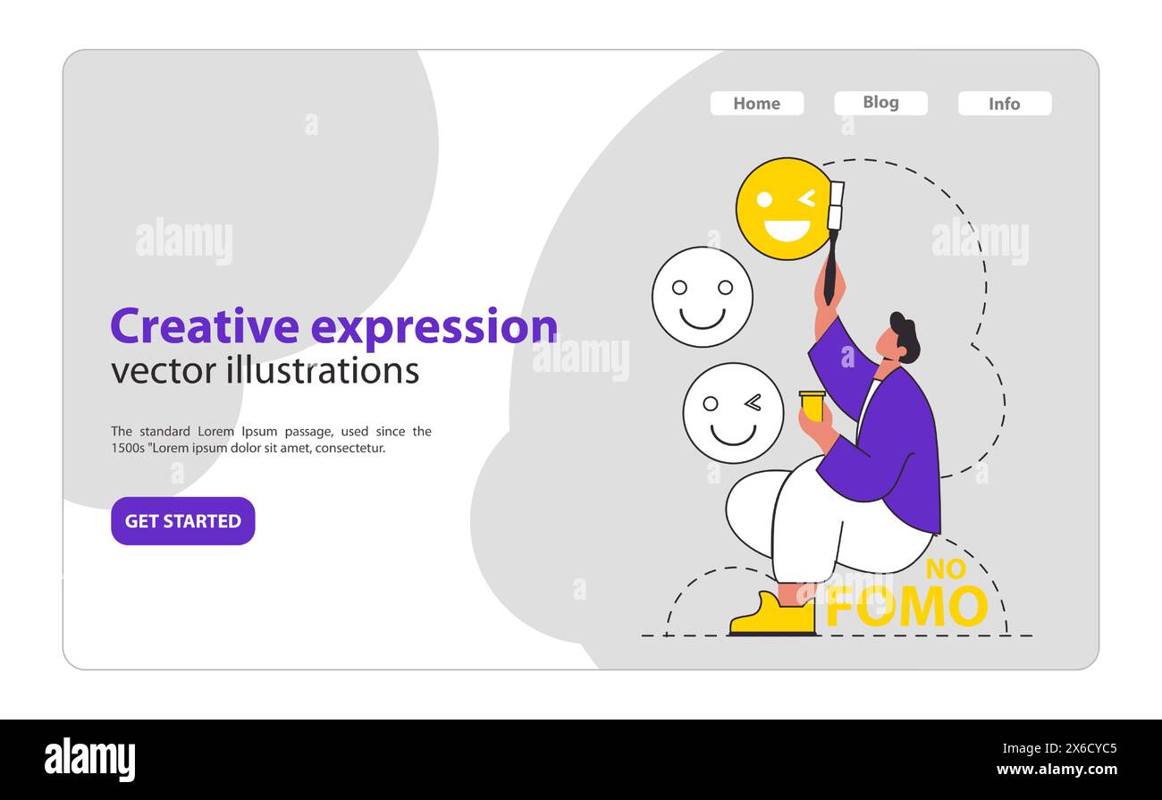 Overcoming FOMO concept. A person selects a happy face emoji amidst ...