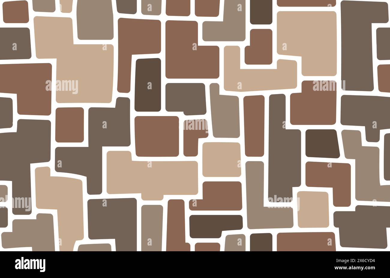 Brown mosaic stone tile seamless pattern. Paving floor, wall, road ...