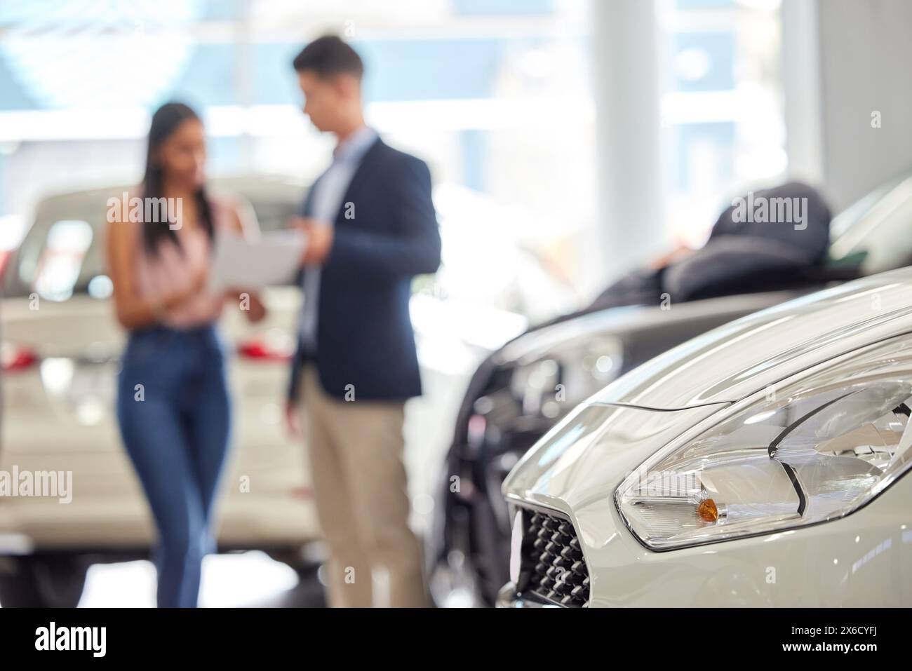 Car, shop and contract for deal with customer and sale at dealership ...