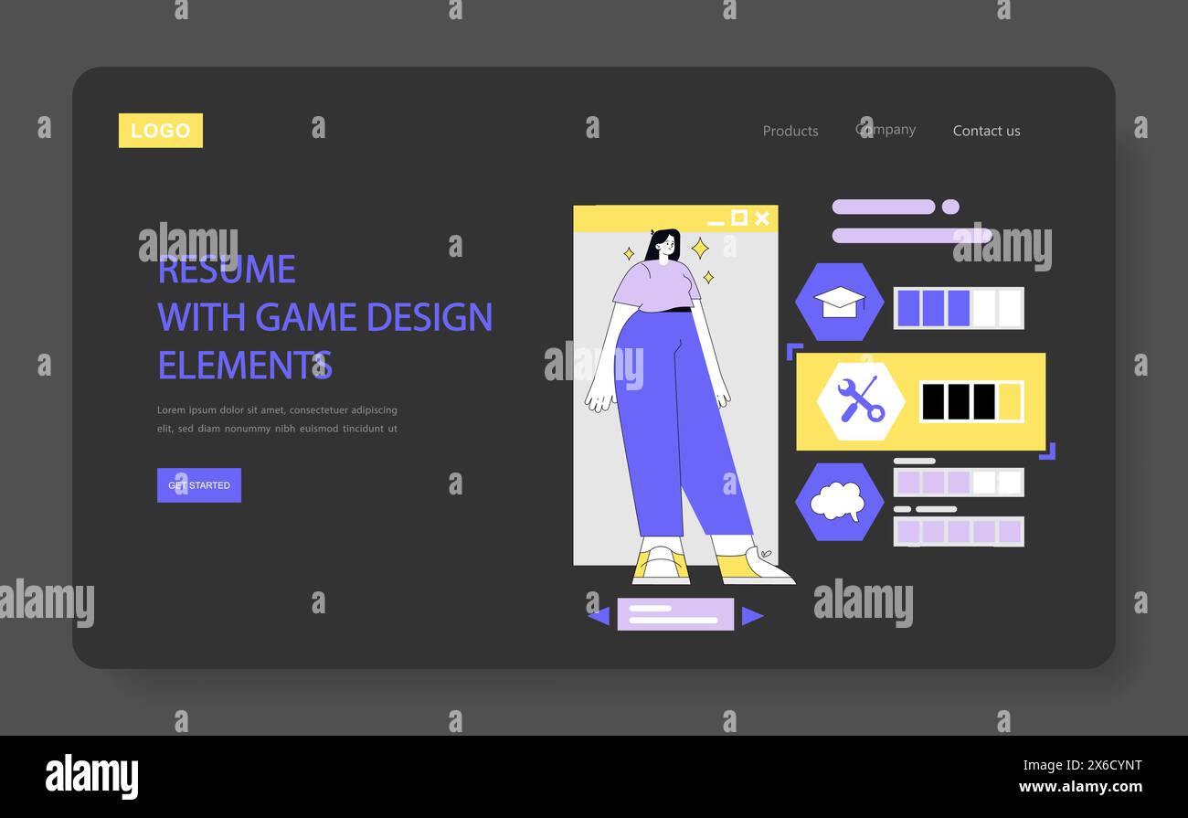 Creative resume concept. A modern CV layout with game-like graphics and ...