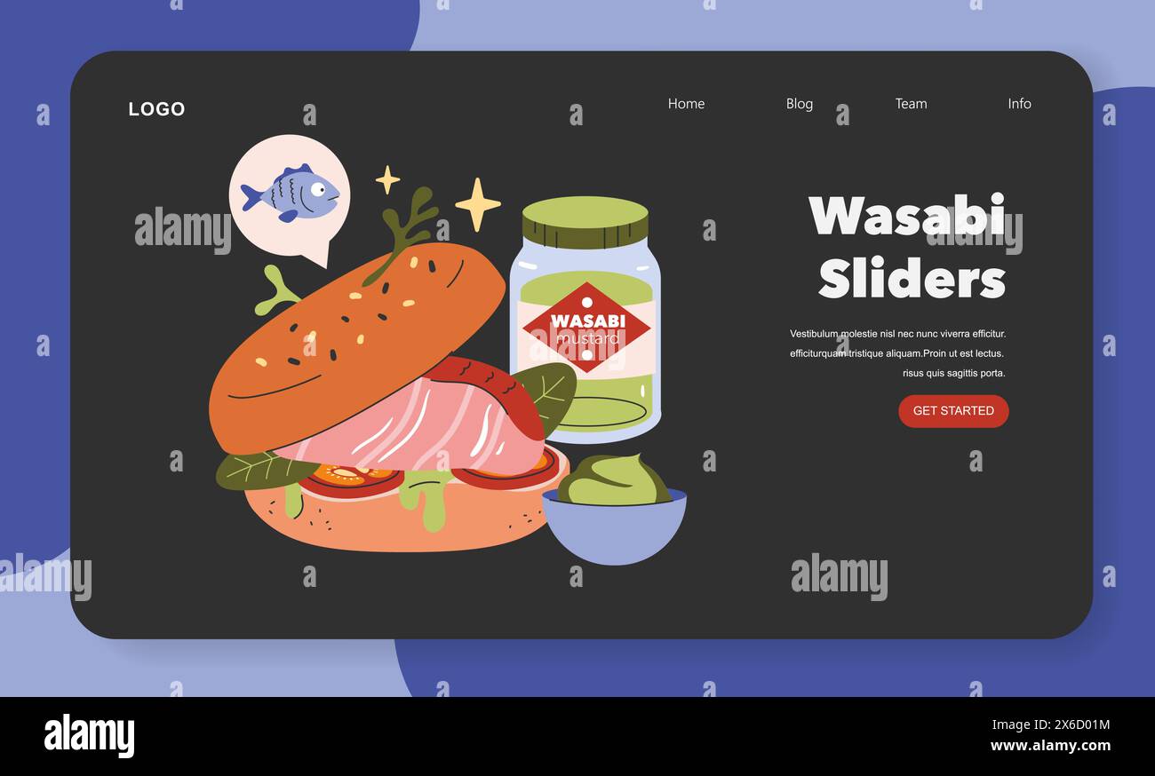 Culinary Fusion concept. Illustration of a webpage with wasabi-flavored ...
