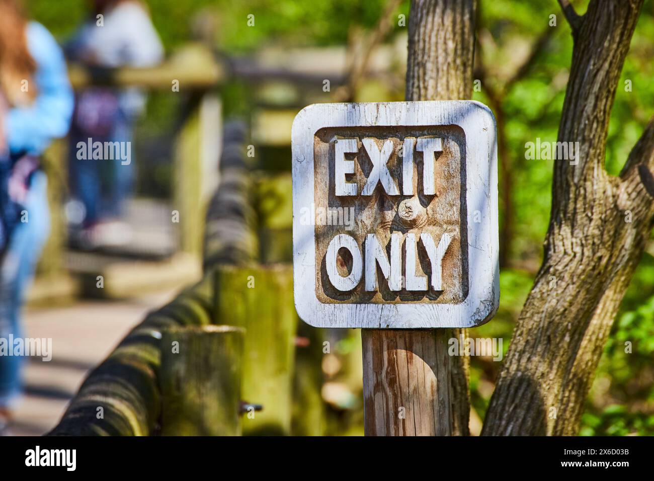 EXIT ONLY Sign at Park Entrance, Shallow Depth of Field Stock Photo - Alamy
