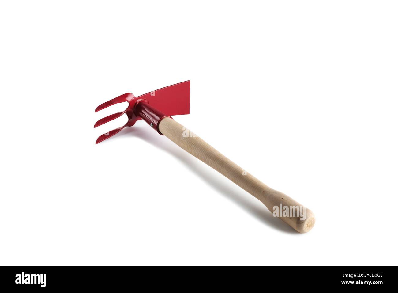 Tool for tillage. Red garden ripper. Close-up. Isolated on white ...