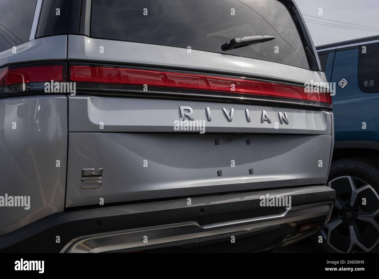 Chicago - May 12, 2024: Rivian R1S SUV display. Rivian offers the R1S ...