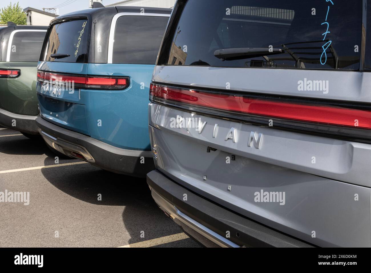 Chicago - May 12, 2024: Rivian R1S SUV display. Rivian offers the R1S ...