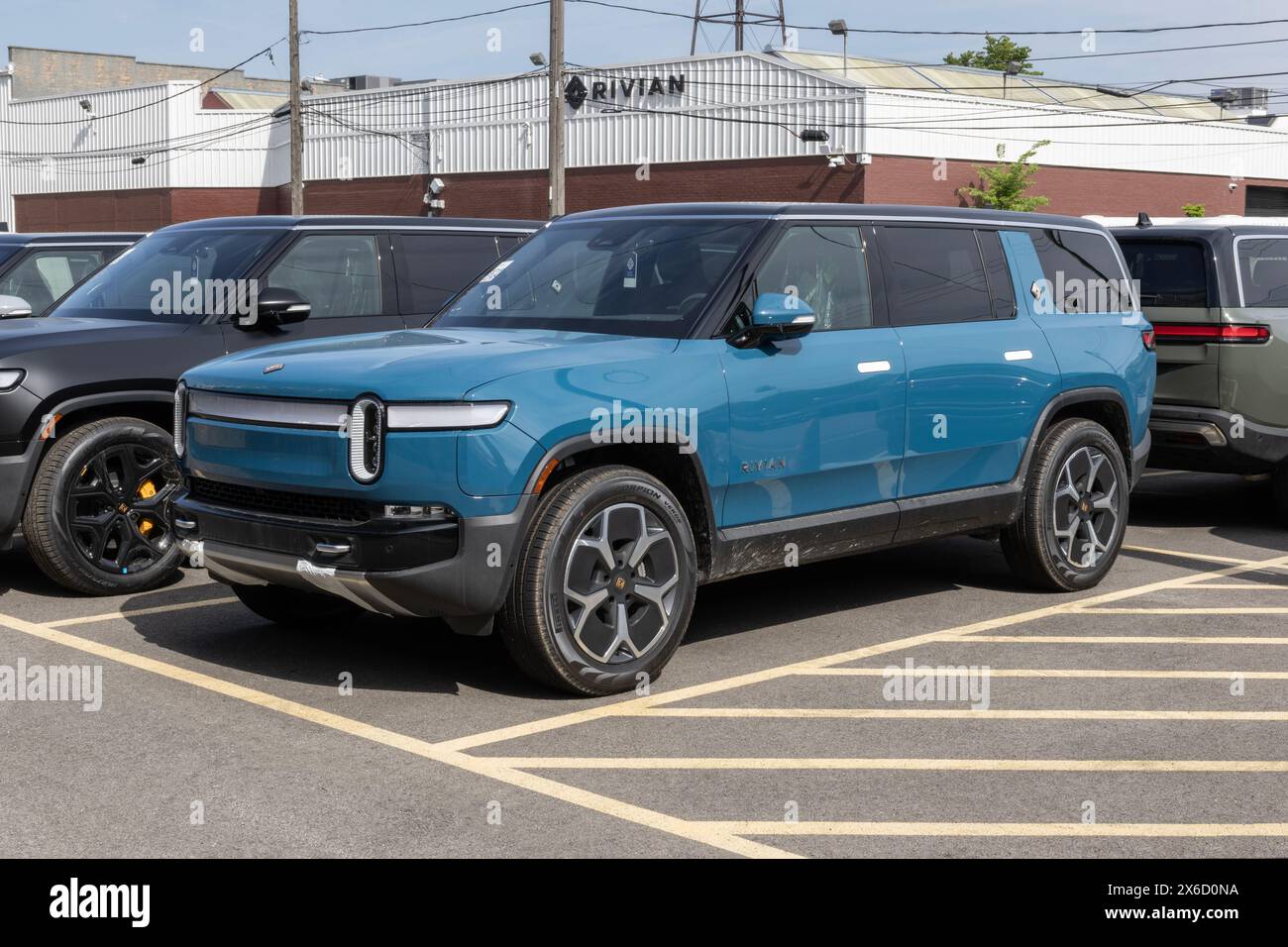 Chicago - May 12, 2024: Rivian R1S SUV display. Rivian offers the R1S ...