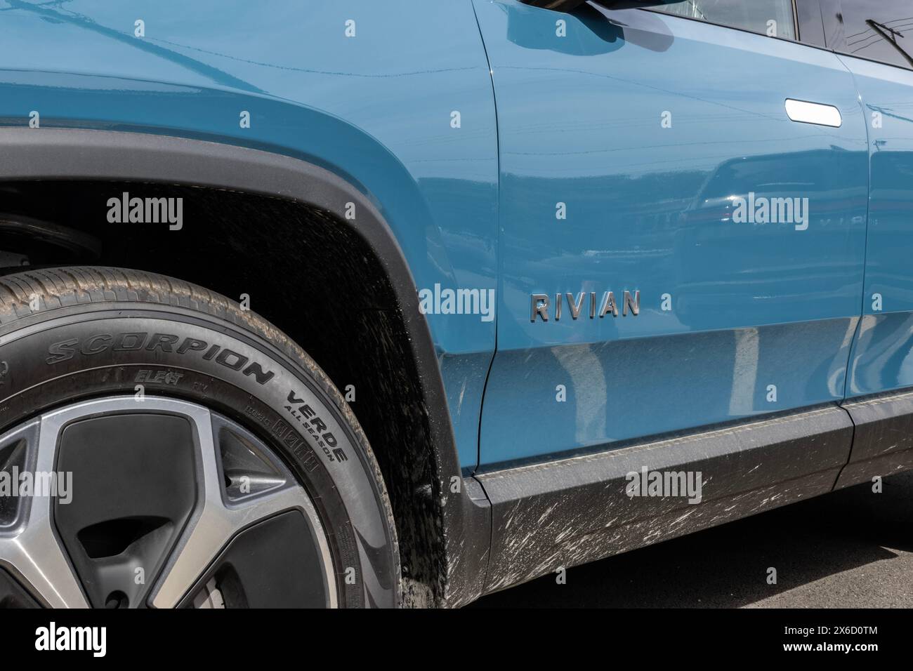 Chicago - May 12, 2024: Rivian R1S SUV display. Rivian offers the R1S ...