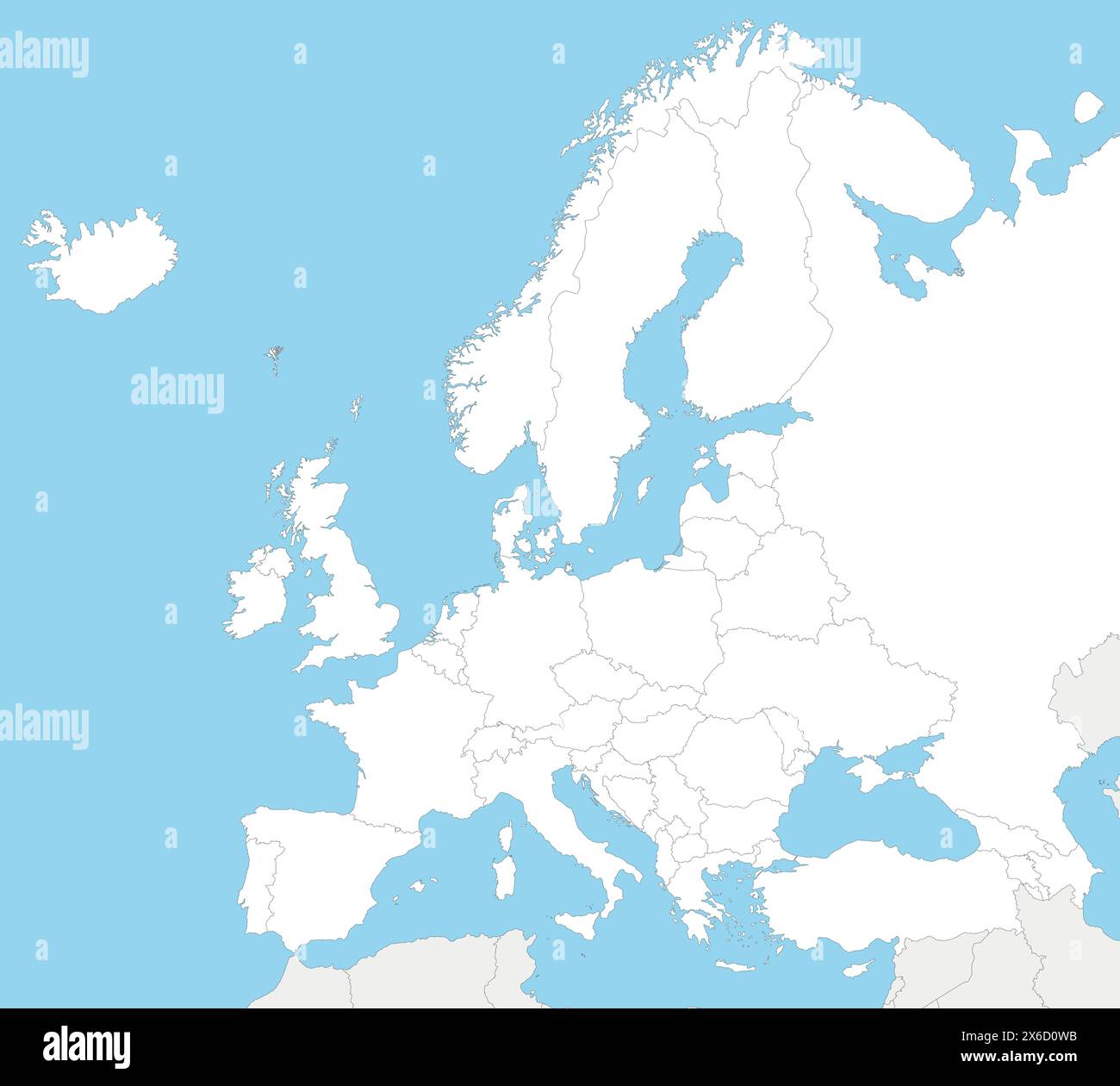 Blank Political Europe Map vector illustration with countries in white ...