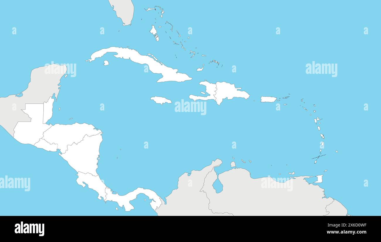 Blank Political Caribbean and Central America Map vector illustration ...