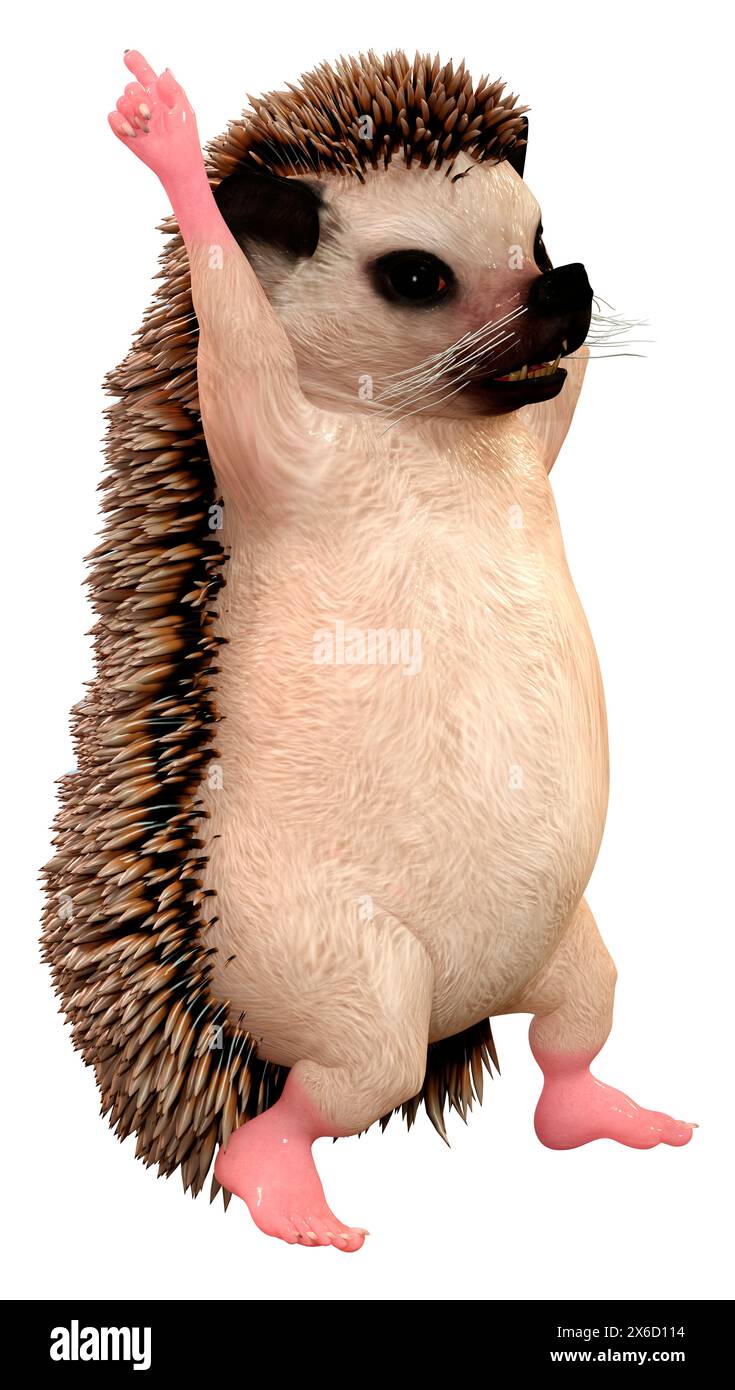 3D rendering of a hedgehog dancing isolated on white background Stock ...