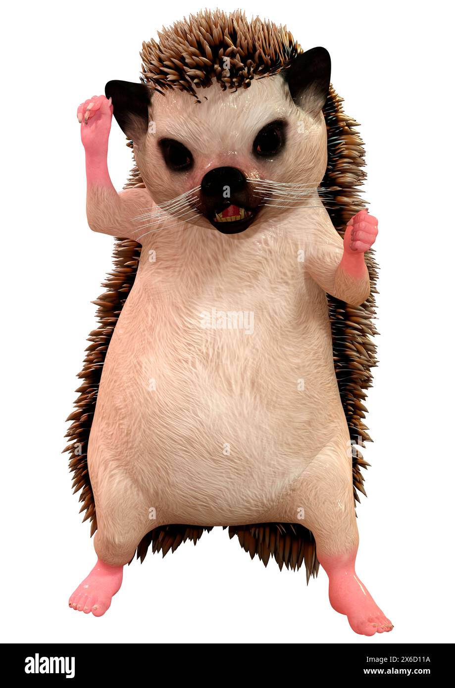 3D rendering of a hedgehog dancing isolated on white background Stock ...