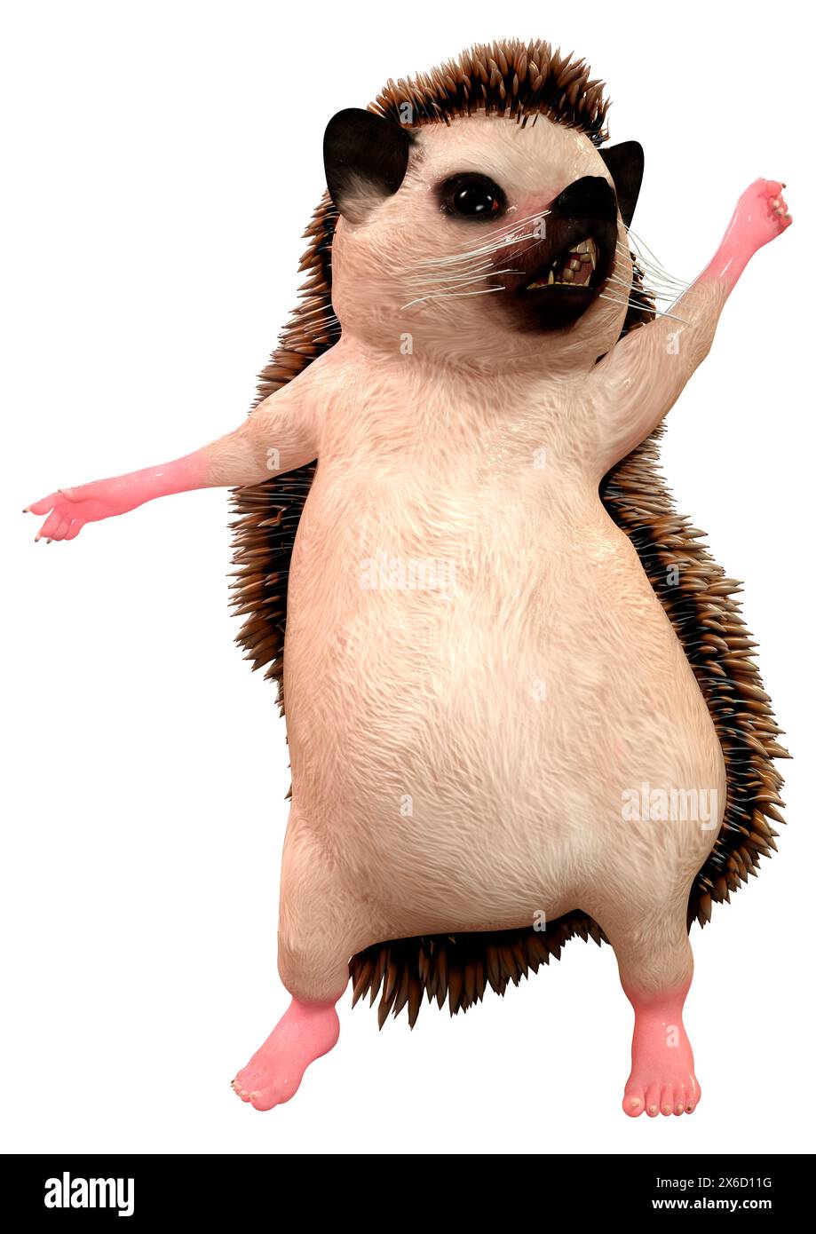 3D rendering of a hedgehog dancing isolated on white background Stock ...