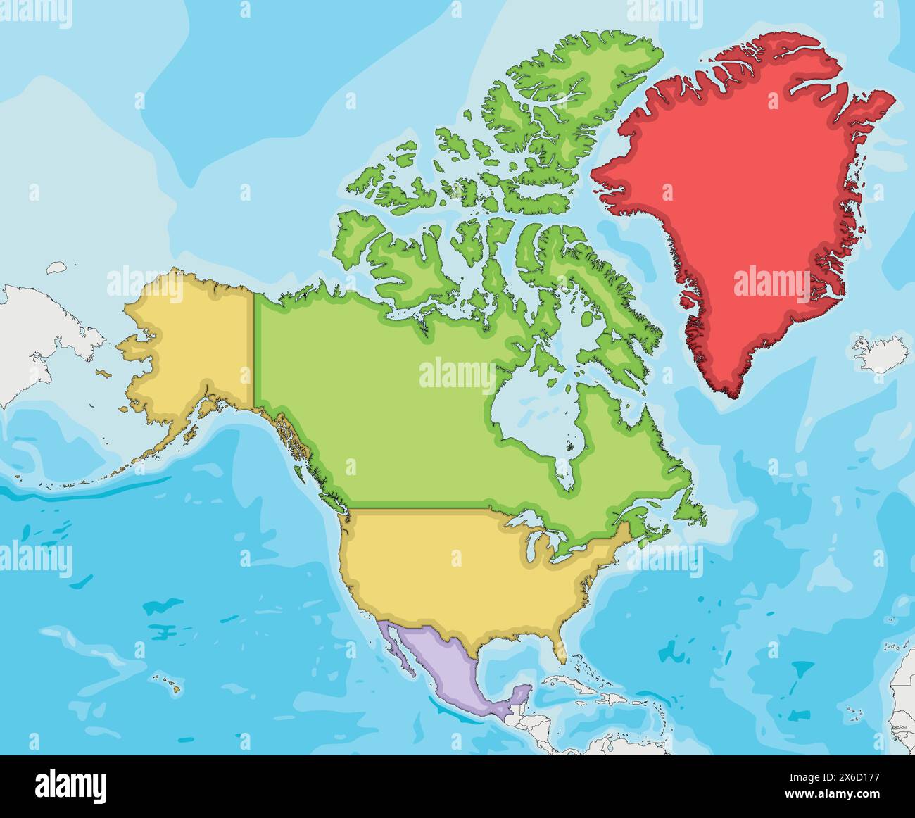 Blank Political North America Map vector illustration with different ...