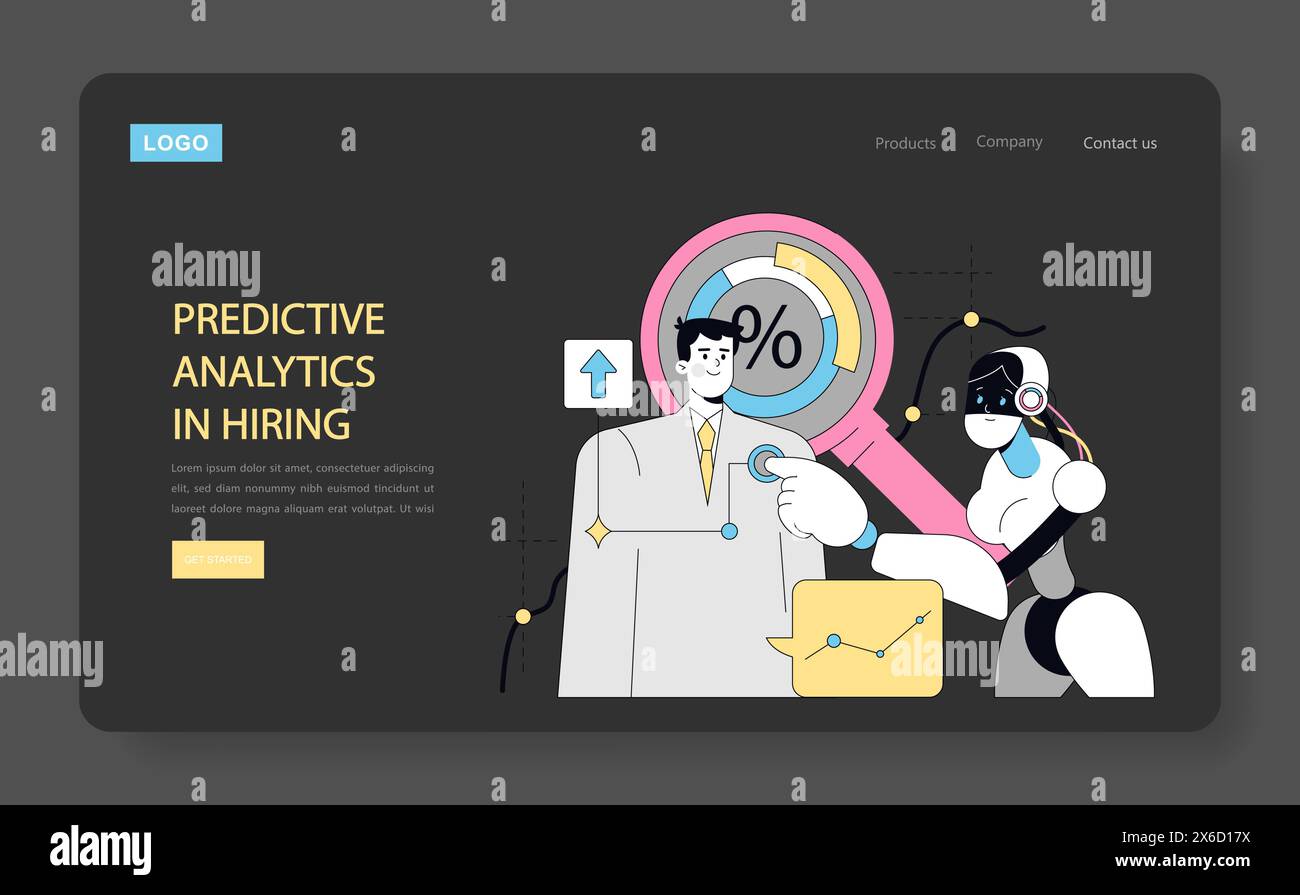 AI Integration in HR Processes concept. A man and an AI robot work together on predictive ...