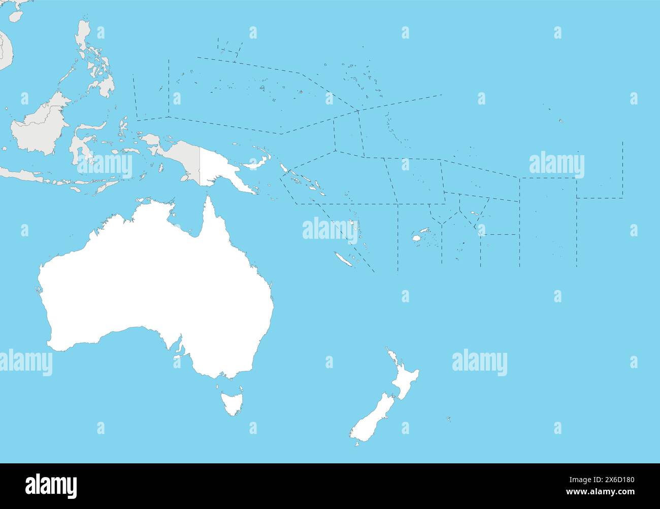 Blank Political Oceania Map vector illustration with countries in white color. Editable and ...
