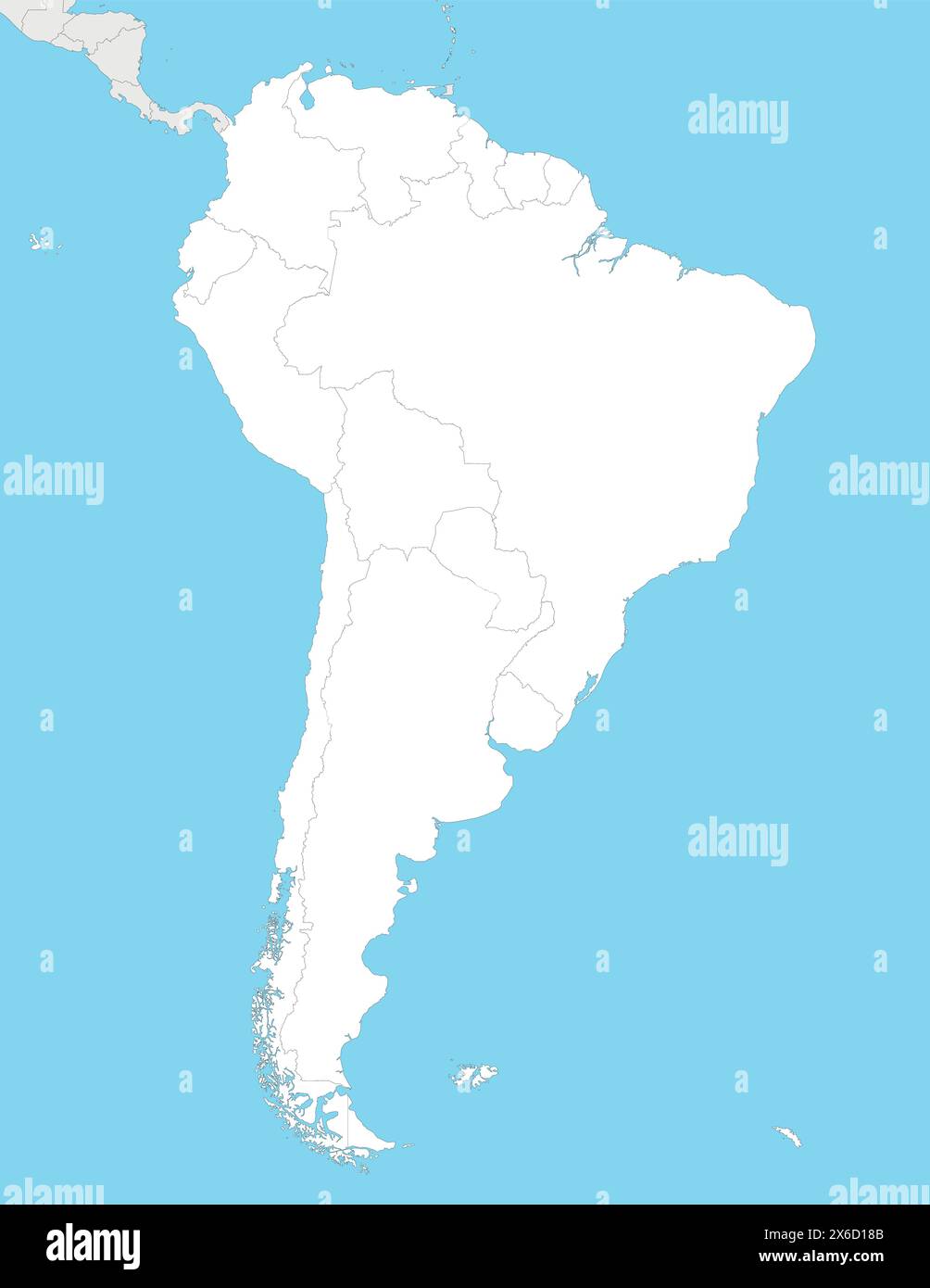 Blank Political South America Map vector illustration with countries in ...