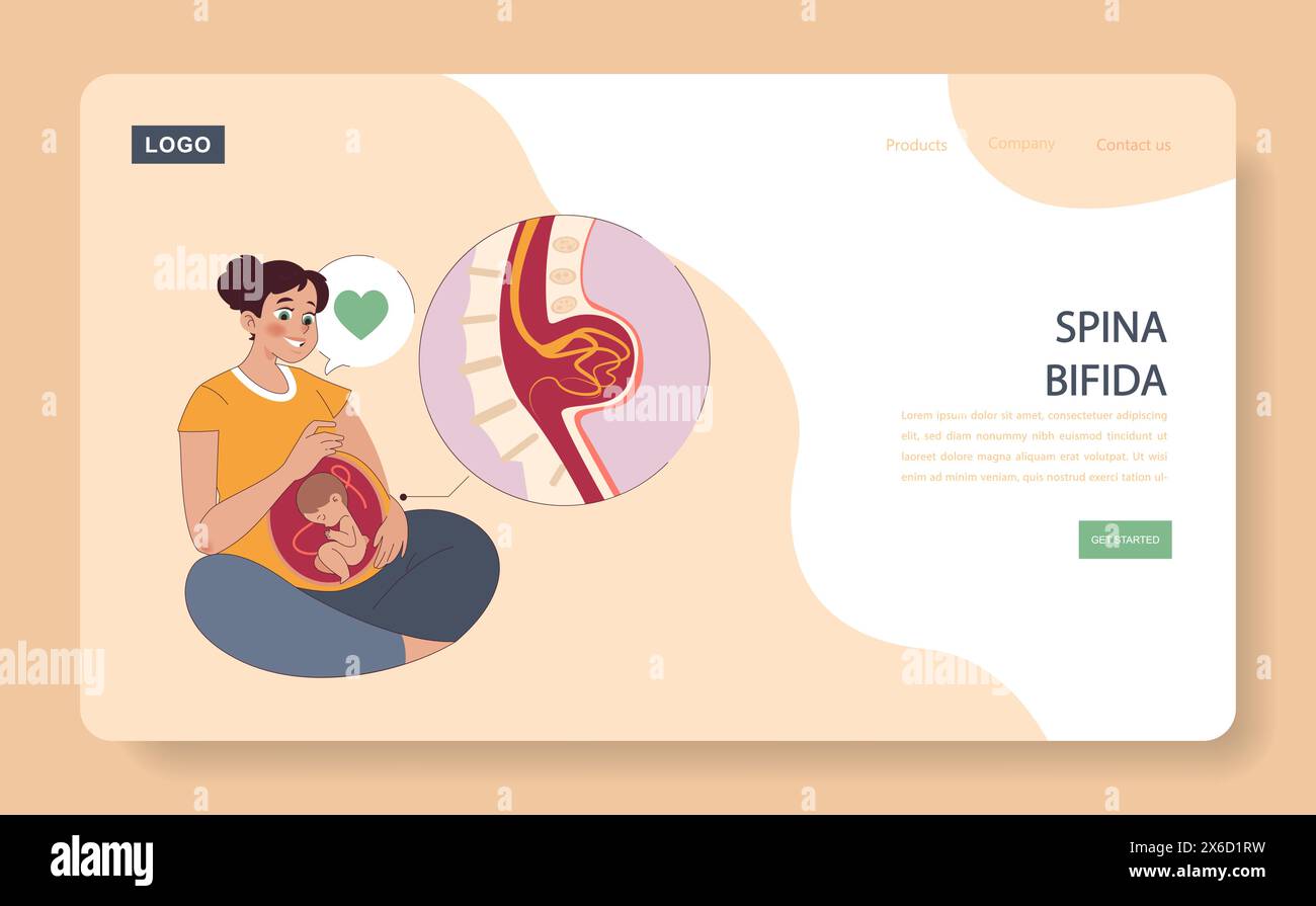 Spina Bifida concept. Expectant mother visualizes her baby's condition ...