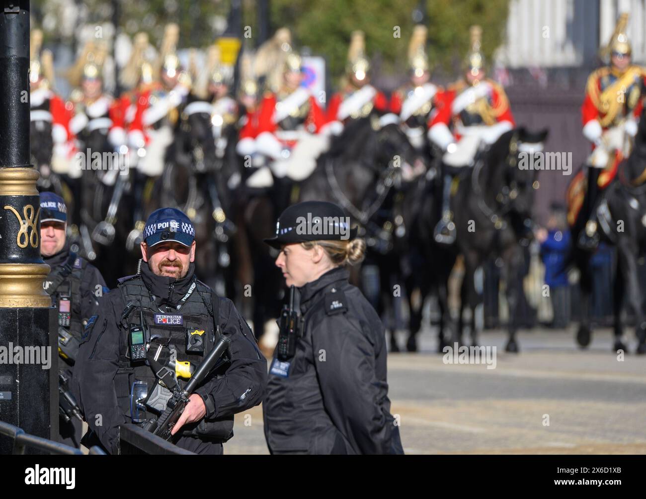 Armed police officers on duty in Westminster for King Charles' first ...