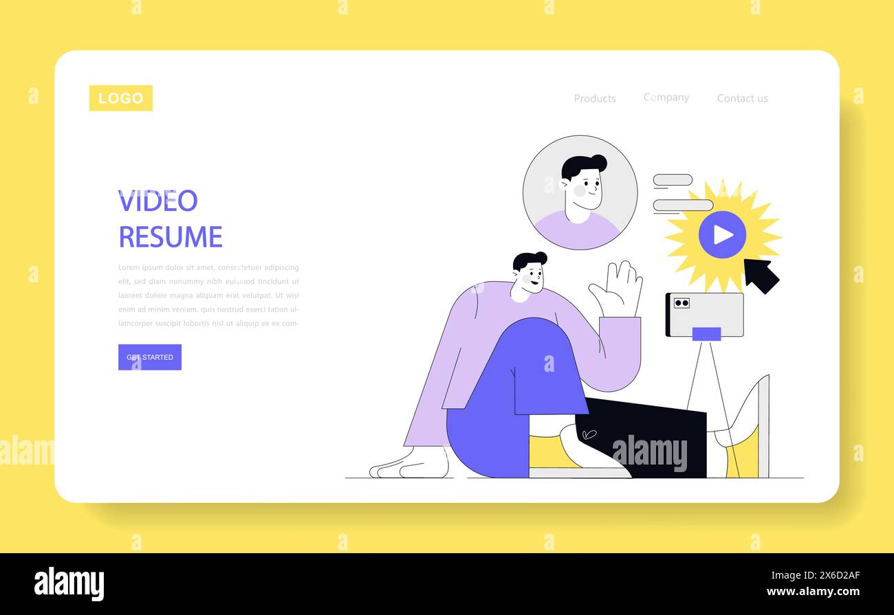 Video Resume concept. An illustration of a person creating a visual CV ...