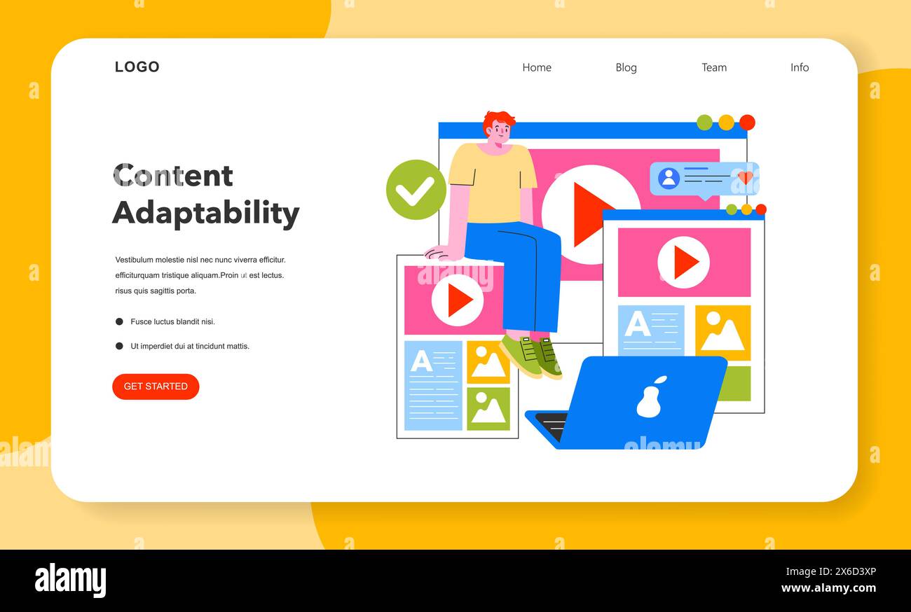 Content Adaptability concept. A person integrates multimedia elements ...