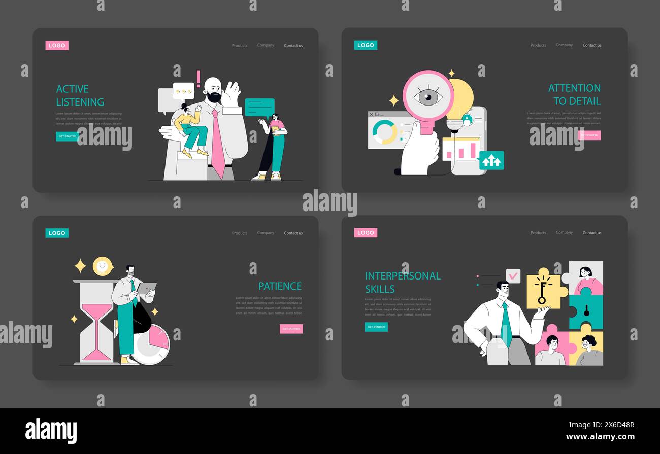 Soft Skills set. Illustration series showcasing core soft skills ... Soft Skills set. Illustration series showcasing core soft skills ...