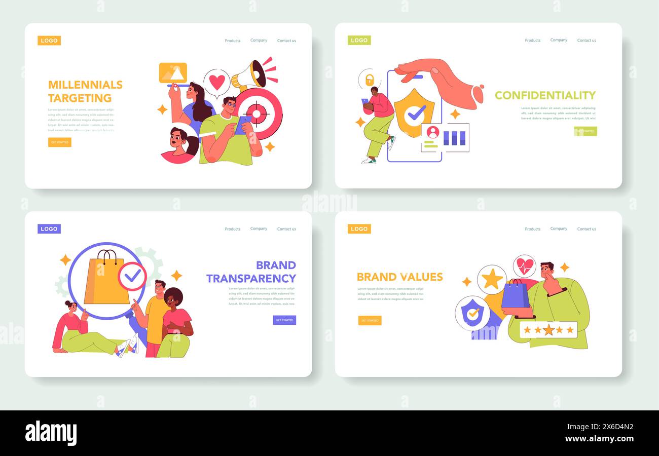 Marketing Strategies set. Engaging millennials, ensuring ...