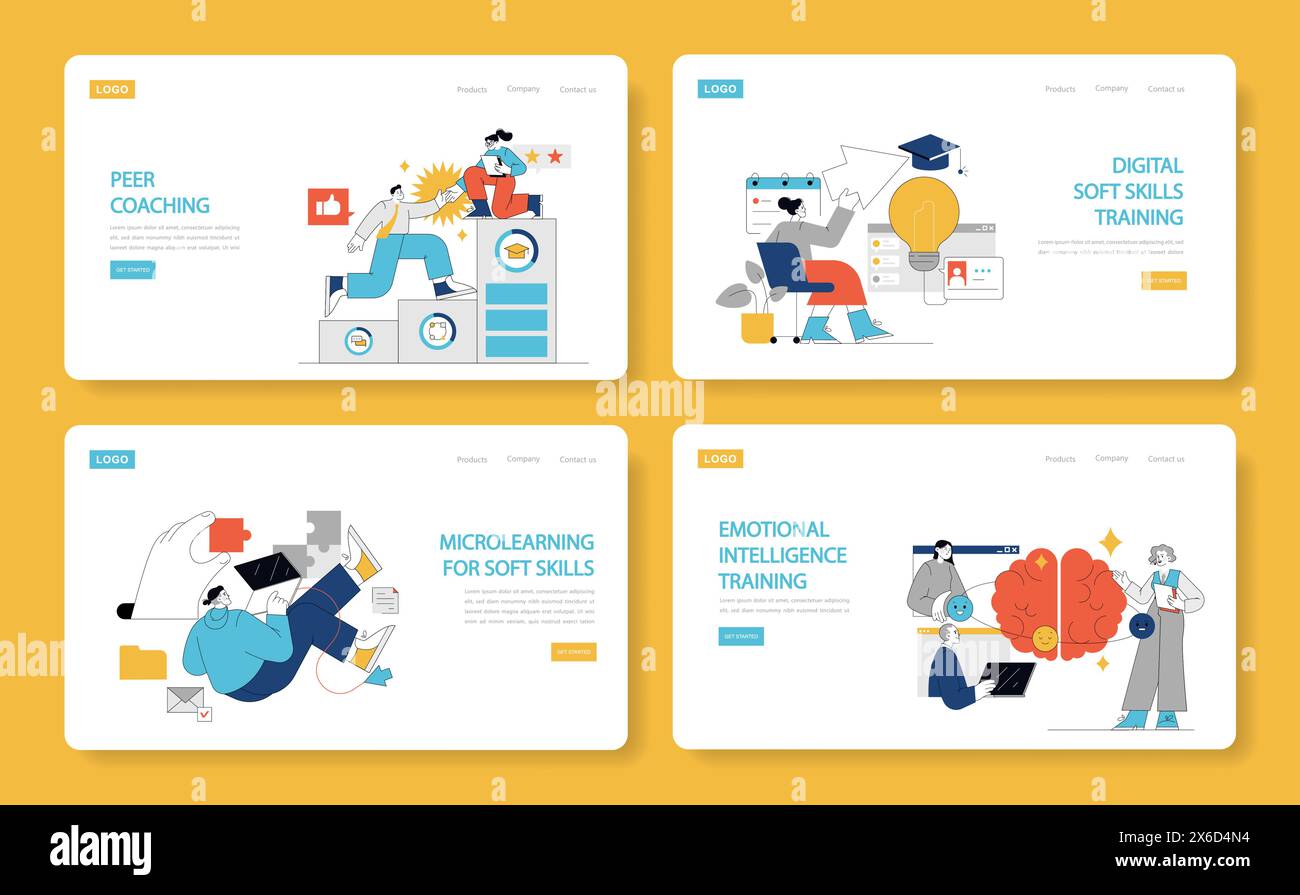 Soft Skills Training set. Online courses for emotional intelligence and microlearning tools ...