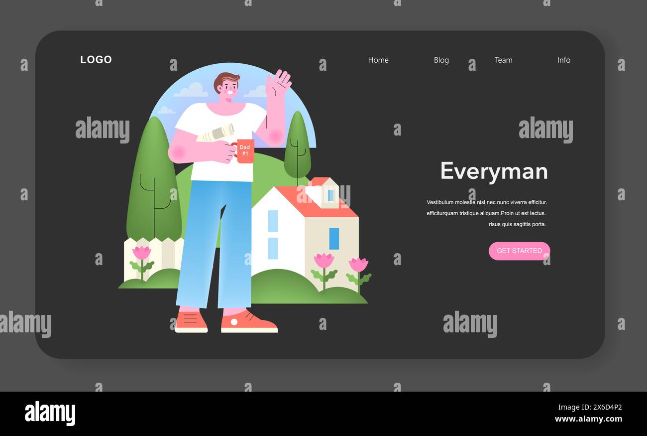 Everyman Archetype illustration. A relatable character waving ...
