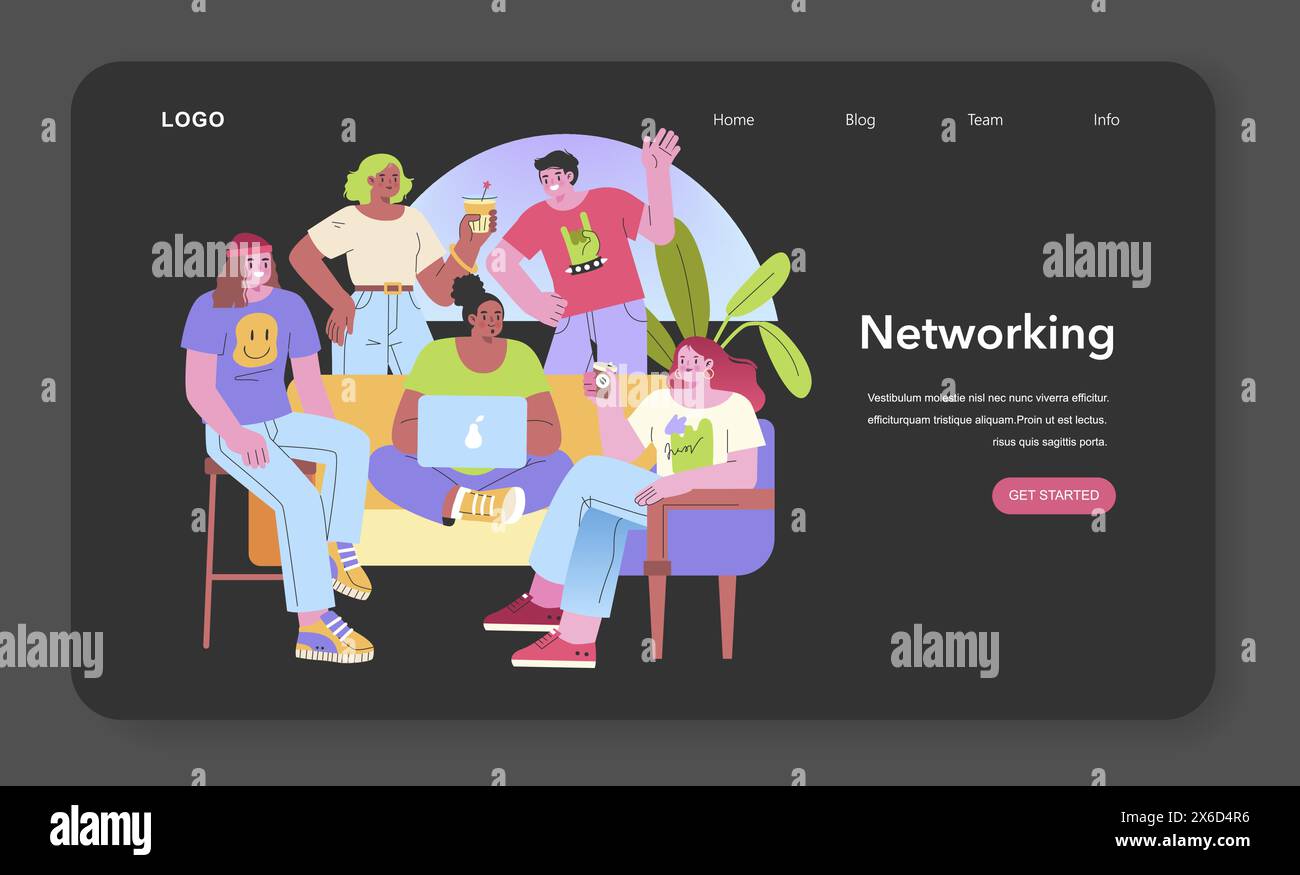 Networking concept. Diverse Gen Z individuals socializing and sharing ...