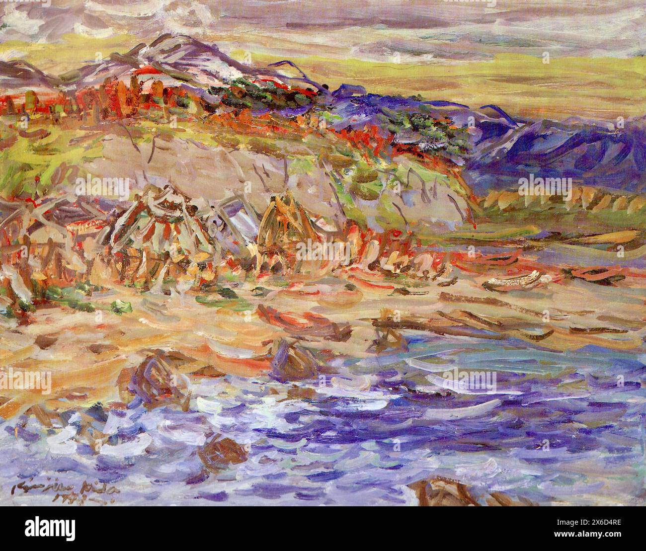 Kinjiro Kida (Japanese artist) - Landscape of Horikappu - 1943 Stock ...