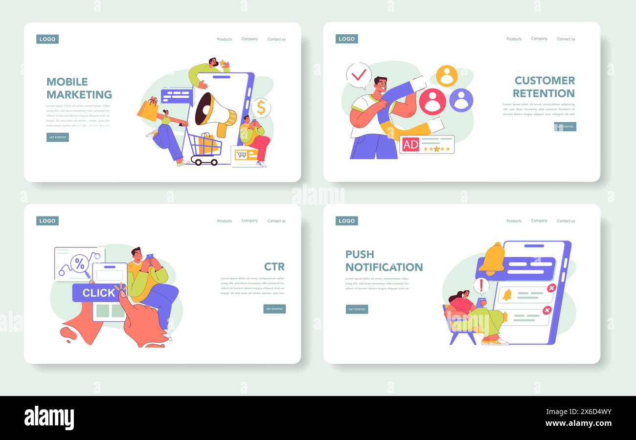 Digital marketing set. Strategies for mobile marketing, customer ... Digital marketing set. Strategies for mobile marketing, customer ...