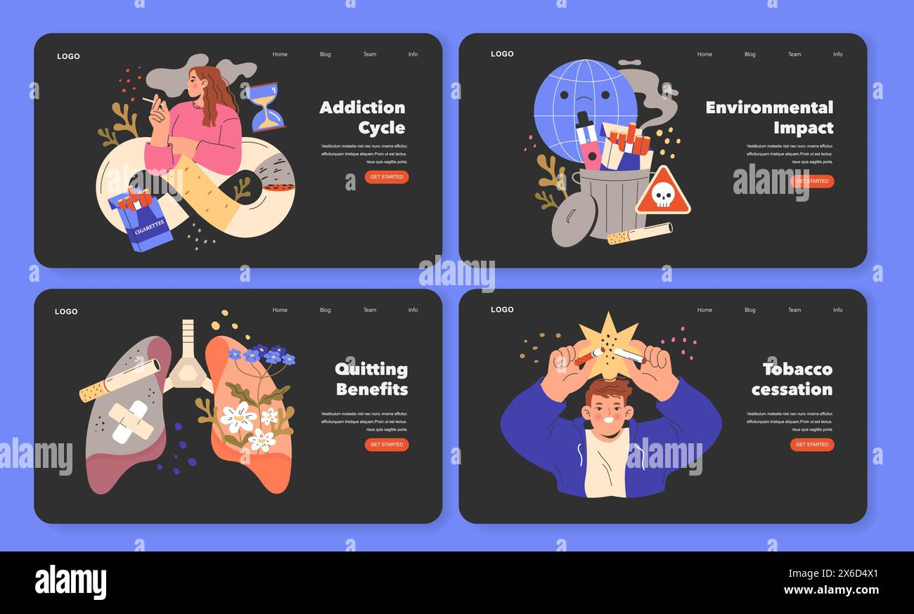 No Tobacco Day set. Illustrating smoking hazards and cessation benefits ...