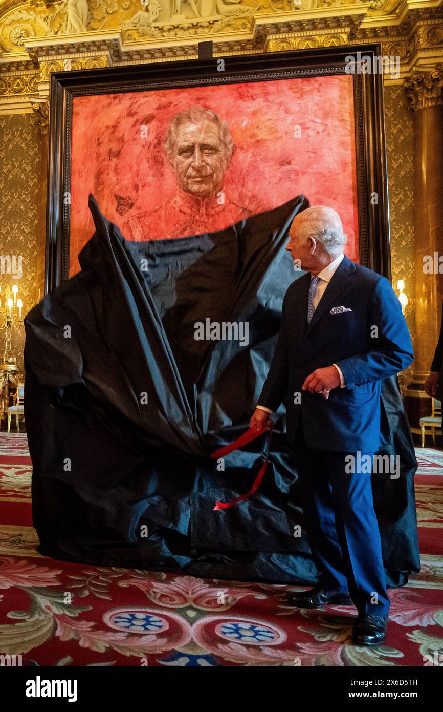 King Charles III at the unveiling of artist Jonathan Yeo's portrait of ...