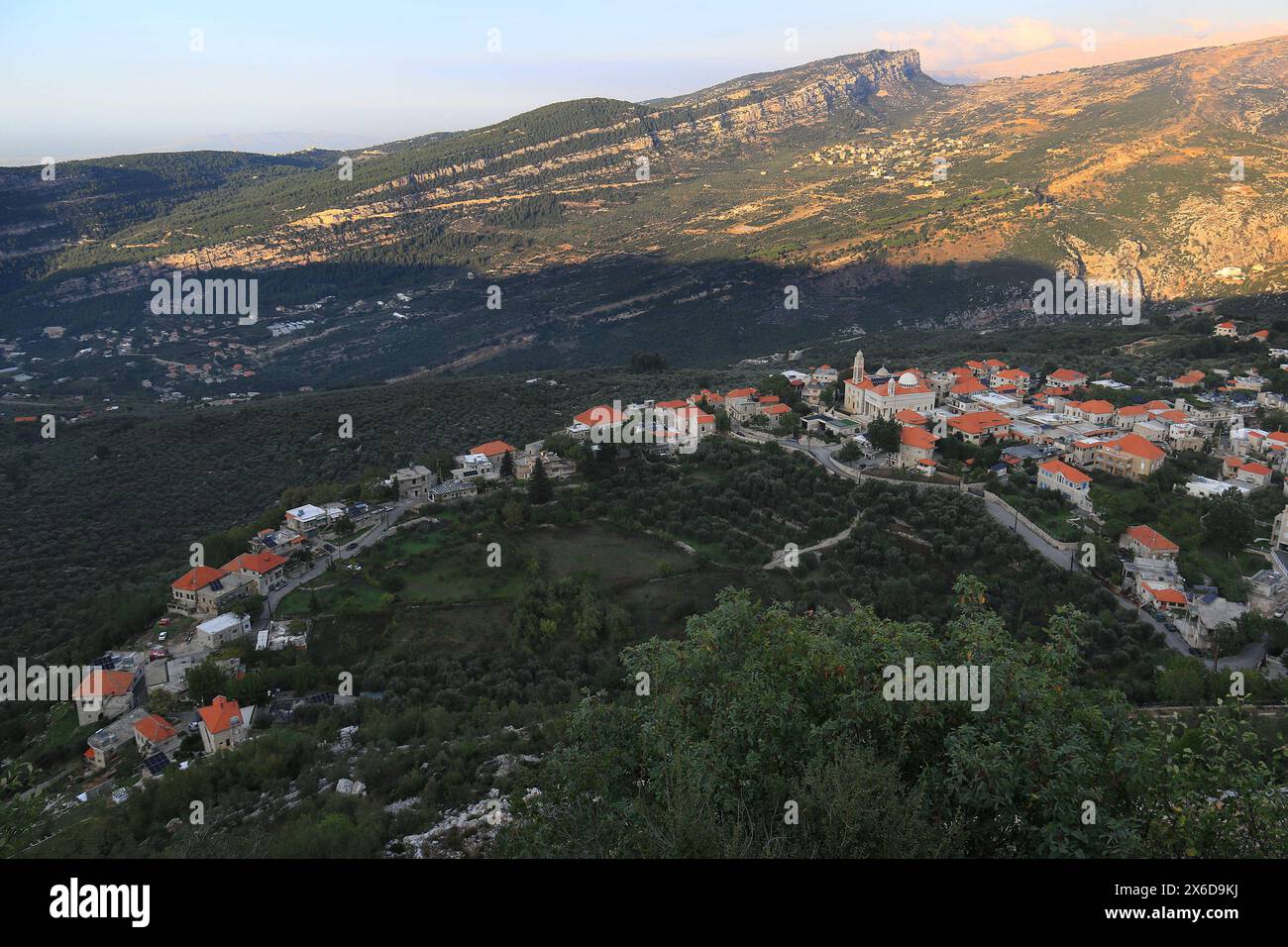 An aerial view of the village of Douma, shaped like a scorpion, in the ...