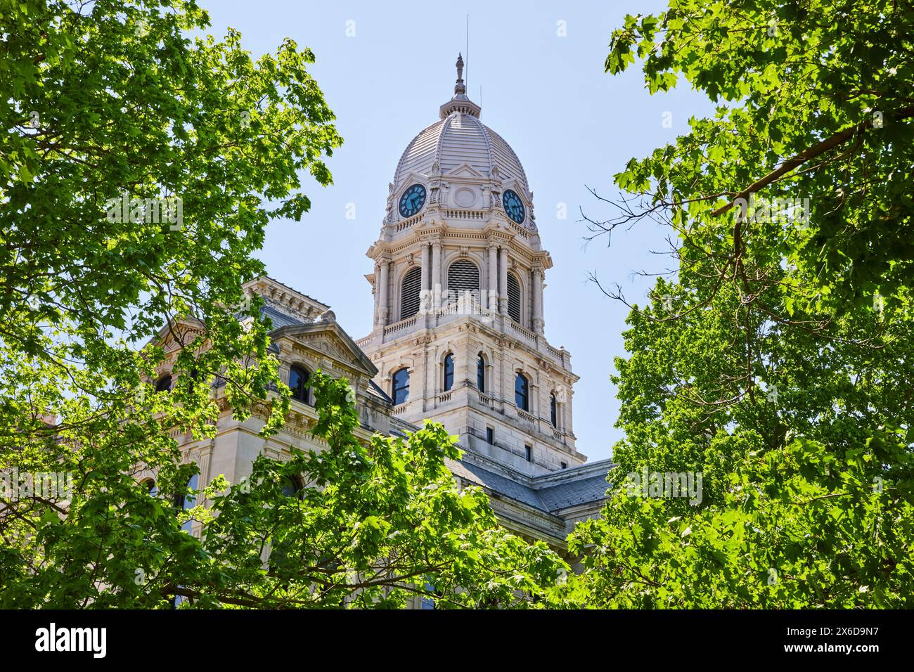 Historic Kosciusko Courthouse with Lush Greenery, Eye-Level View Stock ...