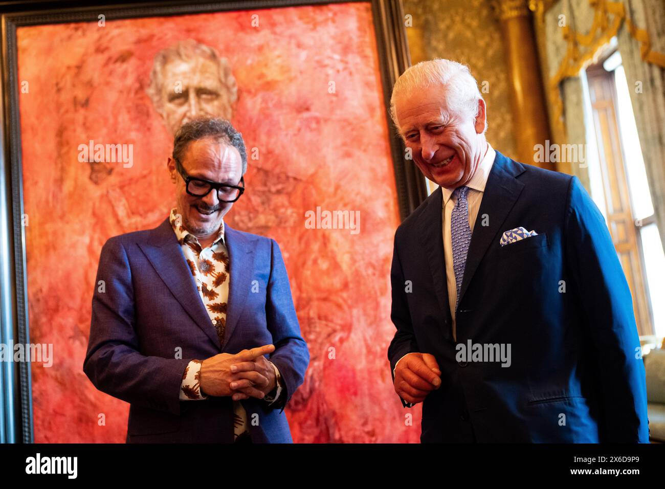 Artist Jonathan Yeo and King Charles III at the unveiling of Yeo's ...
