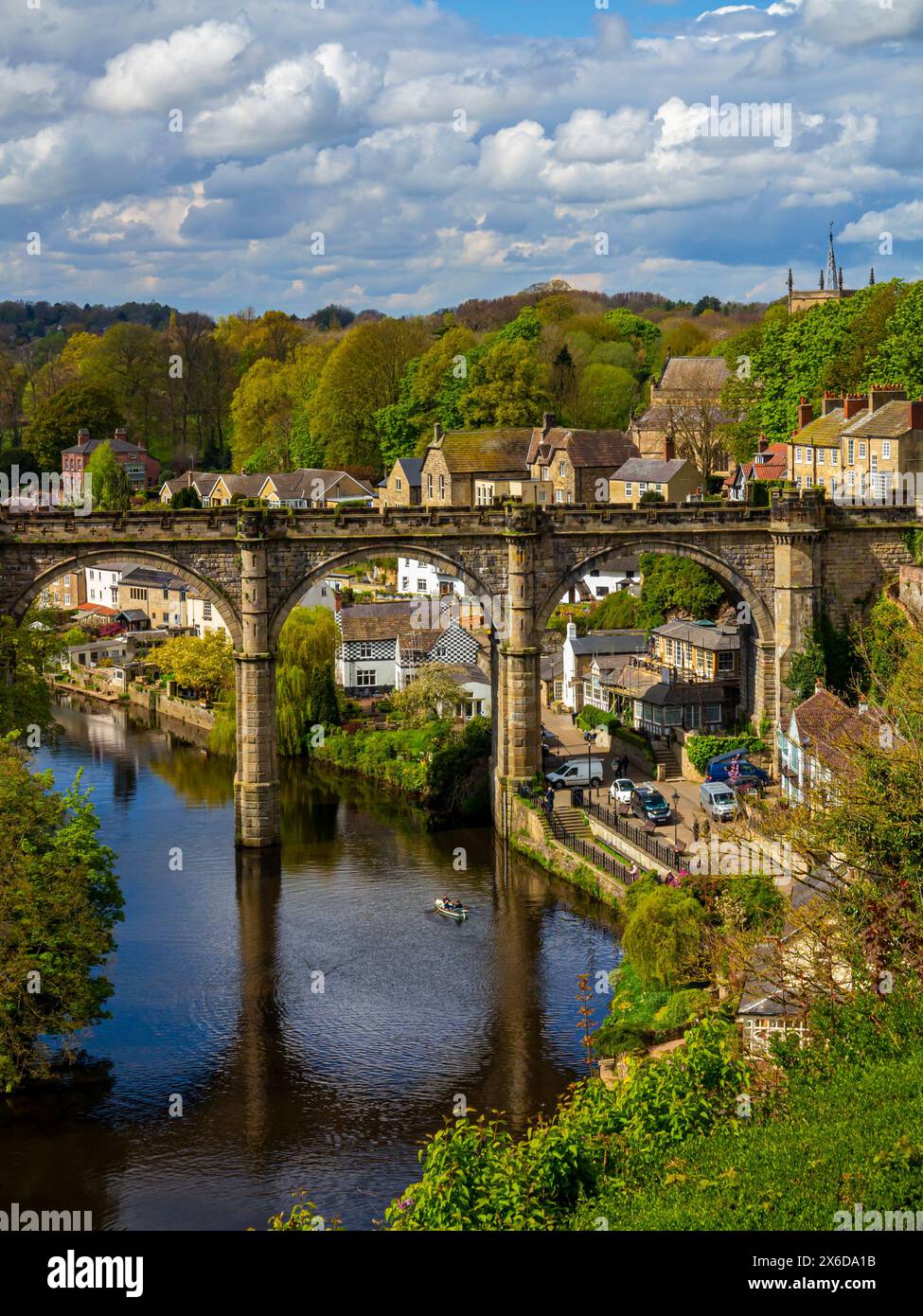 View of the railway viaduct over the River Nidd in Knaresborough North ...