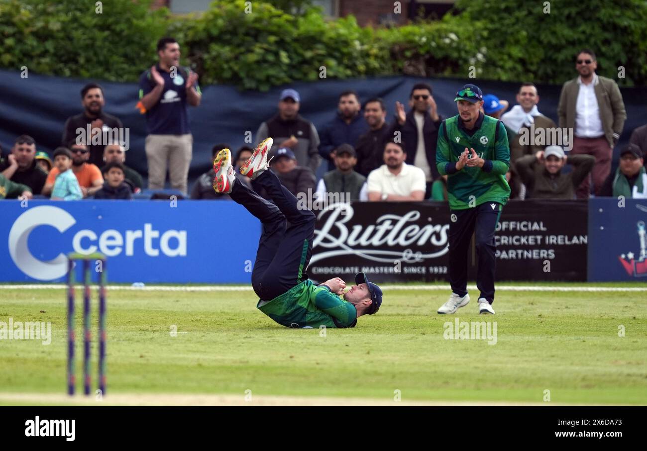 Ireland's George Dockrell takes a catch to dismiss Pakistan's Saim Ayub ...