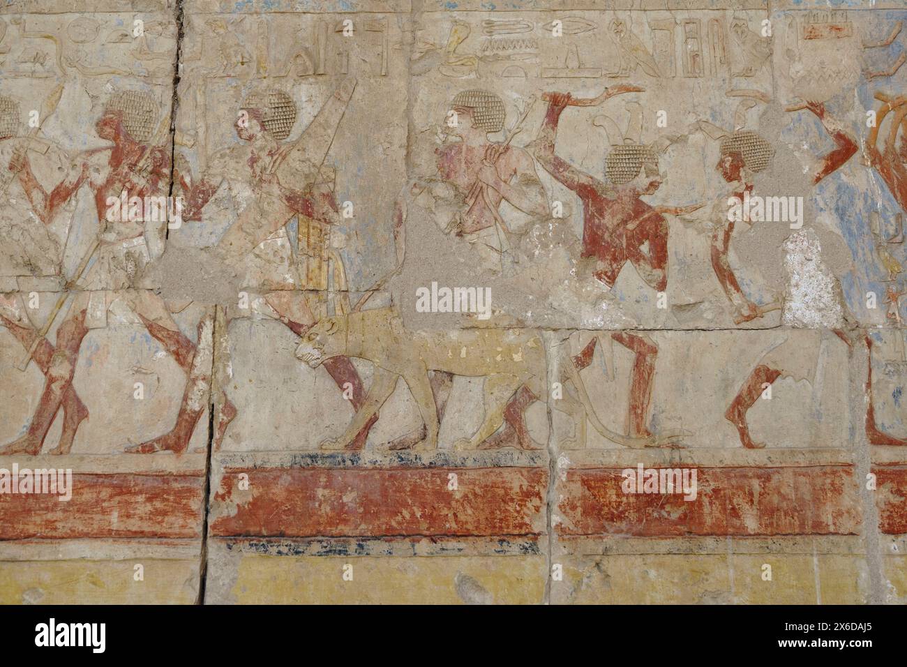 Painted reliefs at the Temple of Hatshepsut at Deir el Bahari, West ...