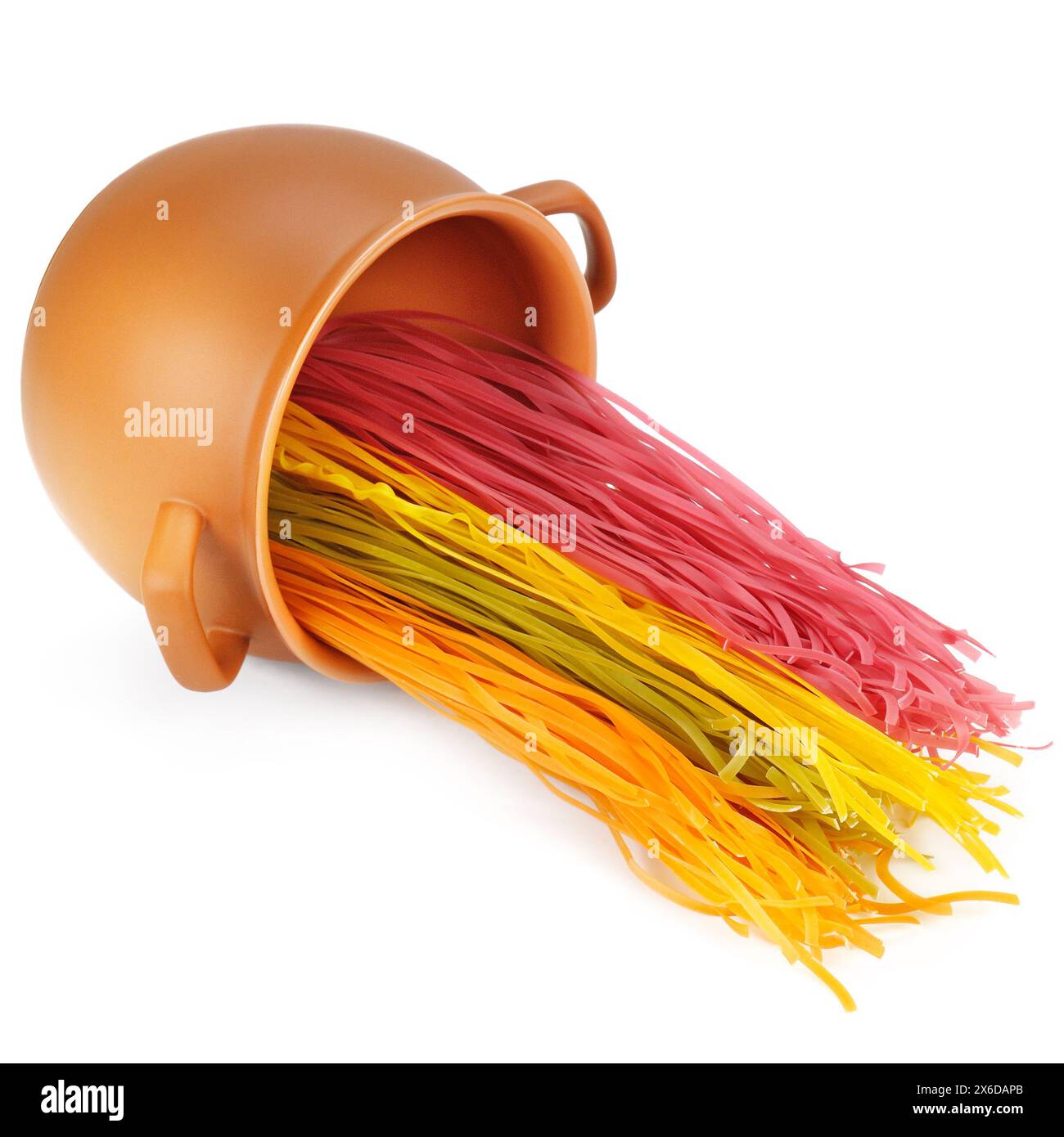 Pasta in a clay pot isolated on white background. Foods concept Stock ...