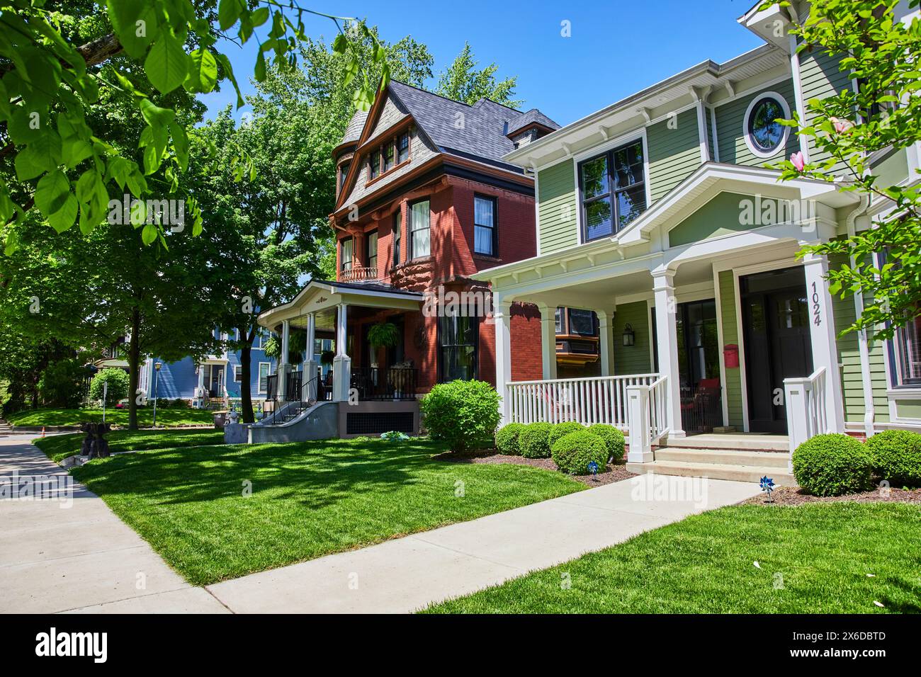 Charming Victorian and Modern Suburban Homes in Lush Setting, Street ...