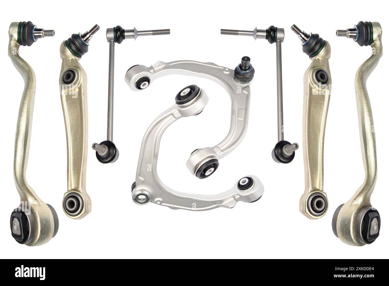 Car front suspension arm set isolated on white background. A set of ...