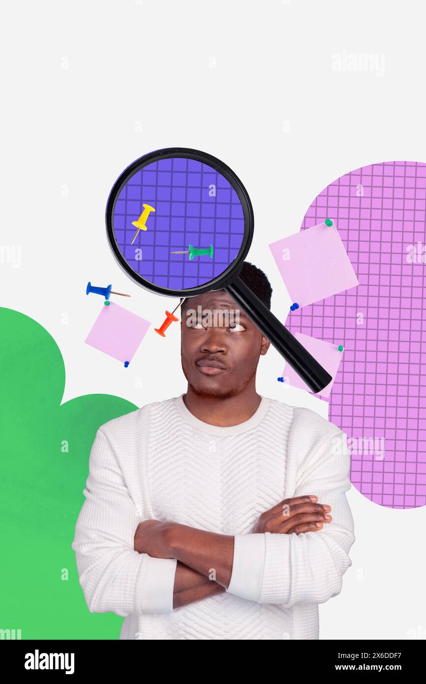 Composite trend artwork sketch image photo collage of young confused ...